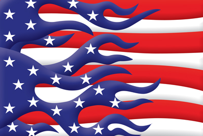 Rumbling Pride: 6" x 9" Patriotic Flames